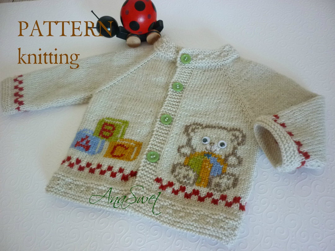 PDF Knitting Pattern. Baby Cardigan Teddy Bear P070 Sizes 0-2 Years - Etsy