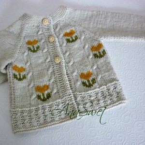 PDF Knitting Pattern Baby Cardigan Tulips P073 - Etsy New Zealand
