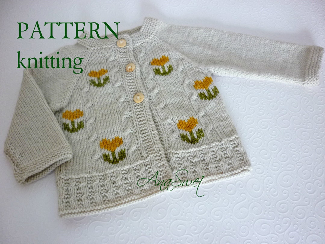PDF Knitting Pattern Baby Cardigan Tulips P073 - Etsy New Zealand