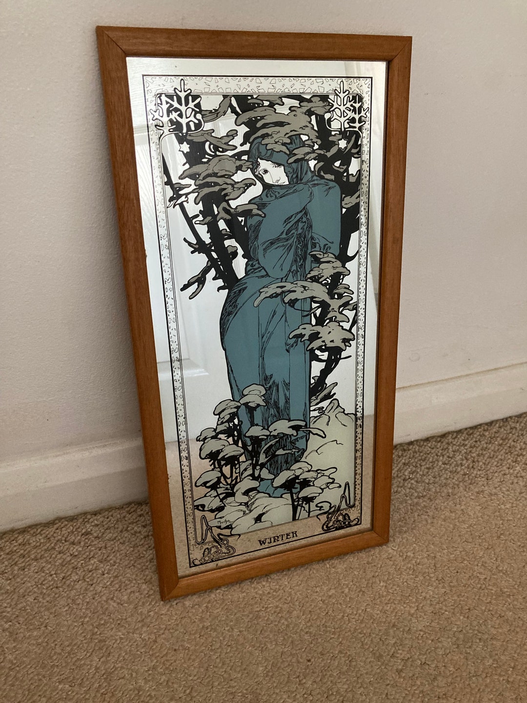 Vintage Picture Mirror/ Alphonse Mucha ( Winter) - Etsy UK