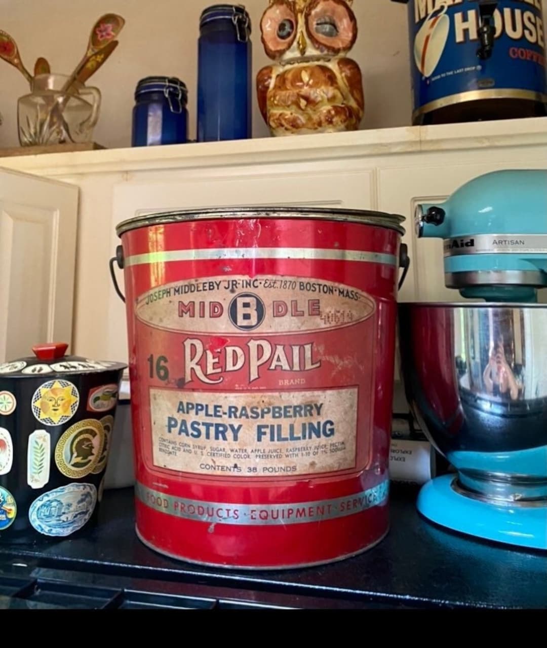 Huge Vintage Advertising Display - Extra Large Red Pail Brand Pastry ...