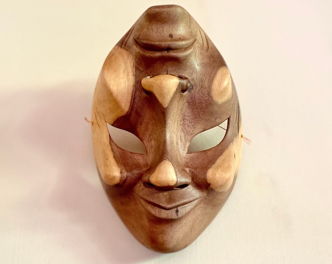 Vintage Comedy Tragedy Wooden Wall Mask Reversible Mask Hand Carved ...