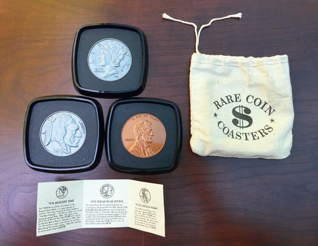 Vintage Rare Coin Drink Coasters Set of 3 - Drinkwear - Numismatist ...