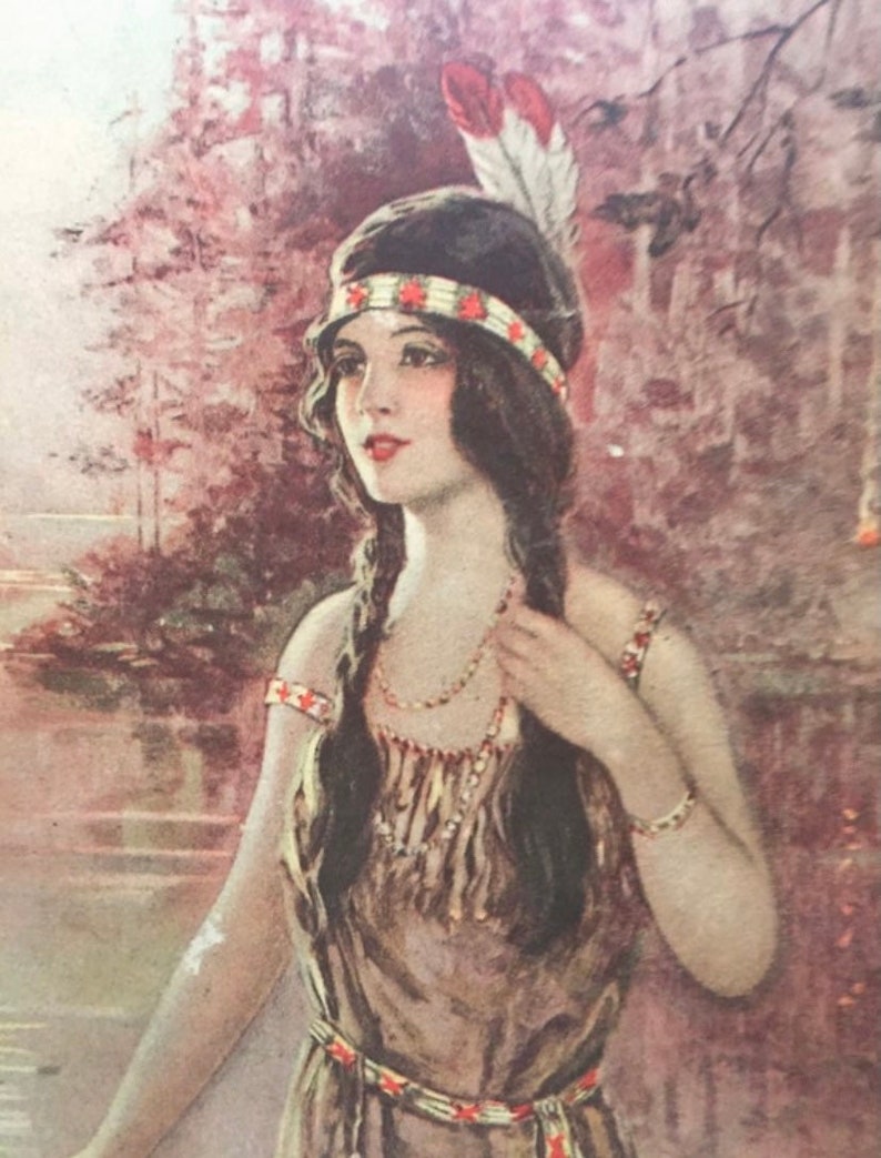 Vintage Rustic Indian Maiden Art Print by F. R. Harper - Native ...