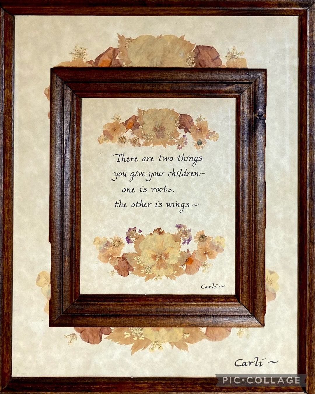 Vintage Pressed Flower and Calligraphy Wall Art Framed Dried Flowers ...