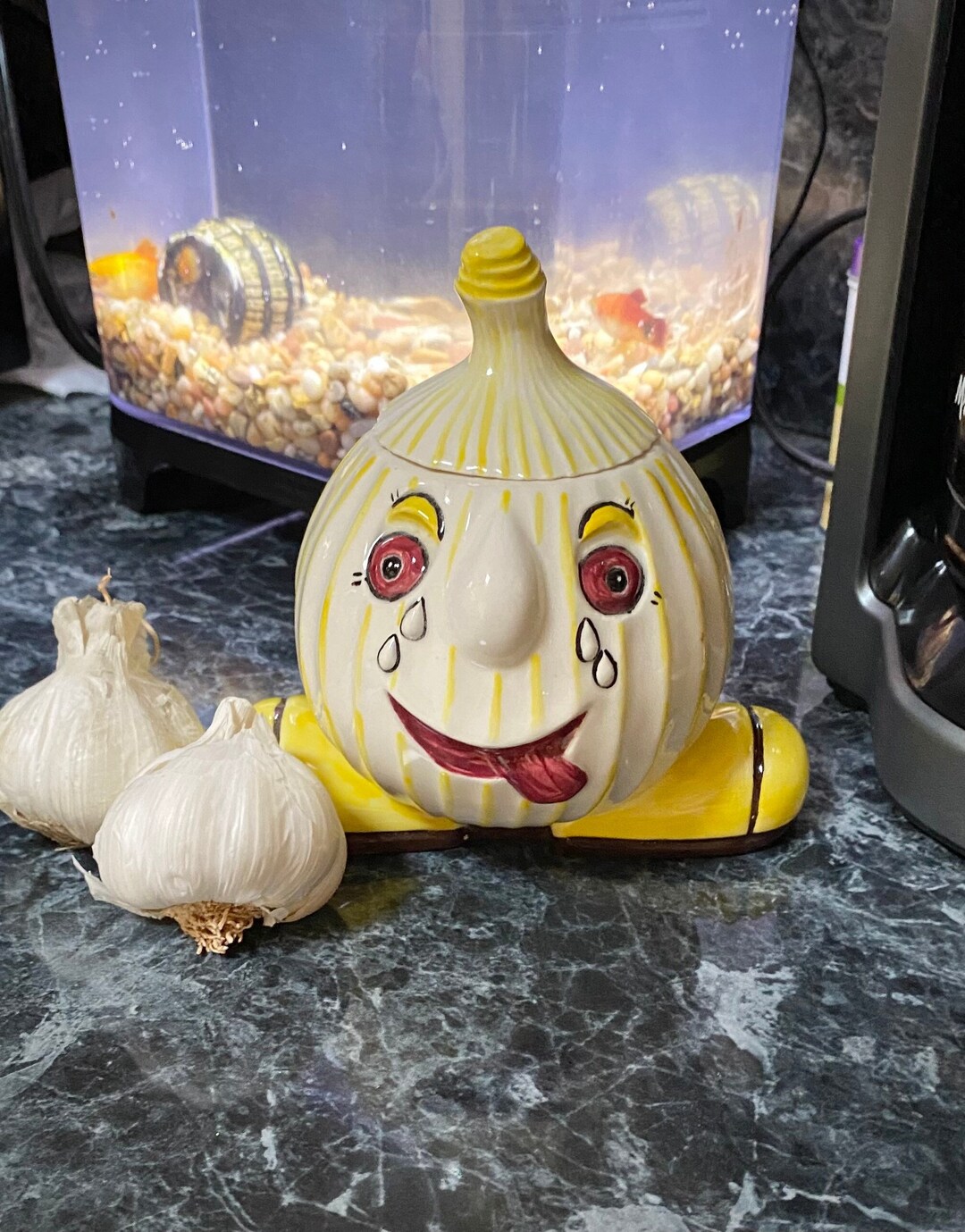 Vintage Crying Onion Man Ceramic Anthropomorphic Garlic Container ...