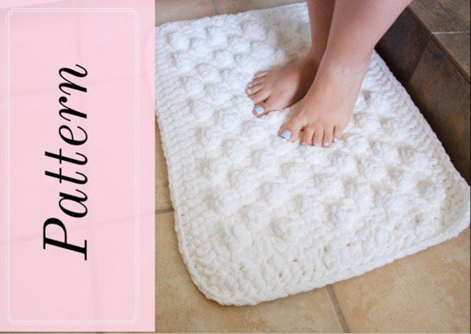 Bath Mat Crochet Pattern / Bobble Bath Mat Crochet Pattern / Crochet ...
