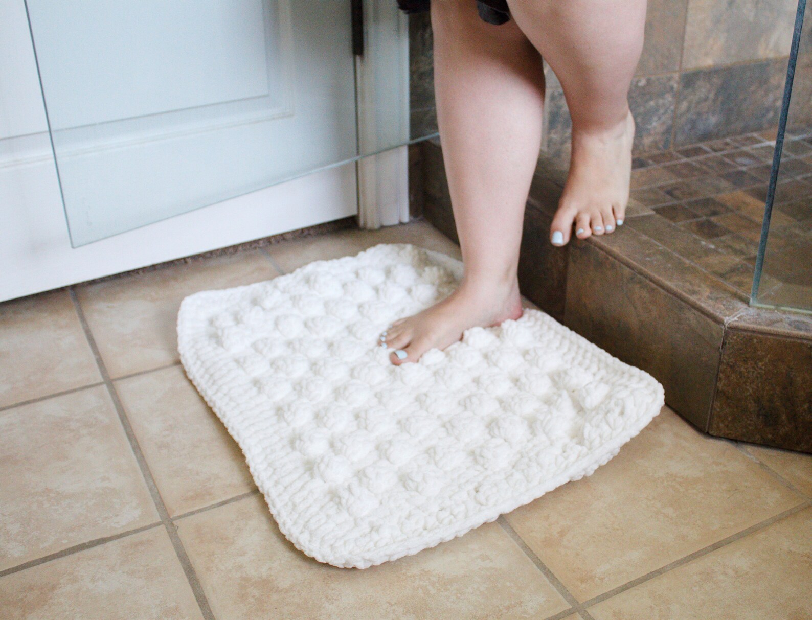 Bath Mat Crochet Pattern / Bobble Bath Mat Crochet Pattern / Crochet ...