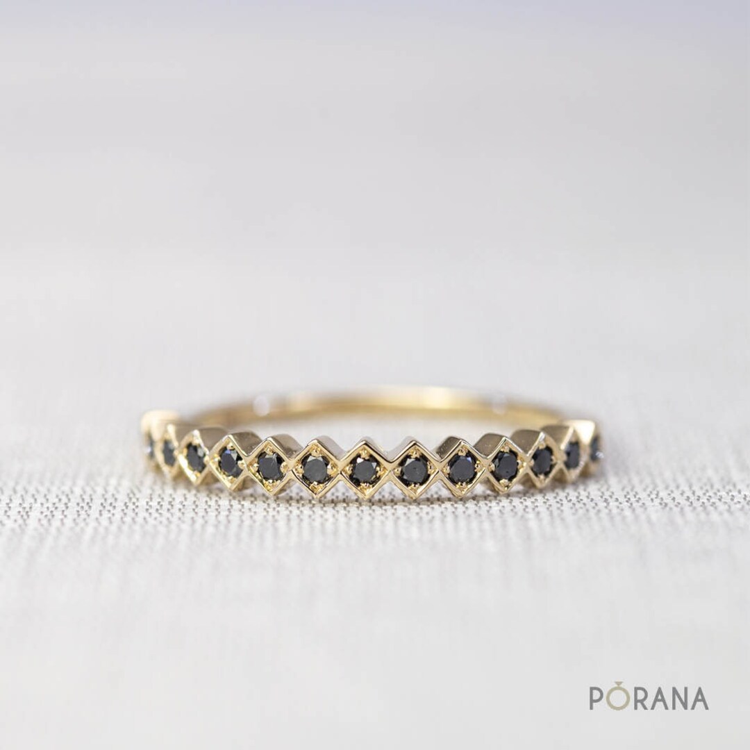 WEAVE | Black Diamond Band Ring in 14K/18K Solid Gold, Platinum and ...