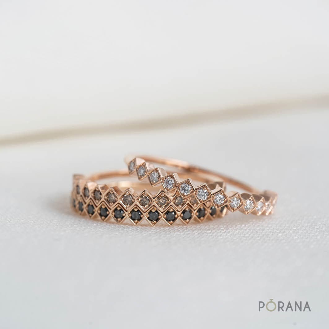 WEAVE Round Diamond Band ring in 14K/18K solid gold | Etsy