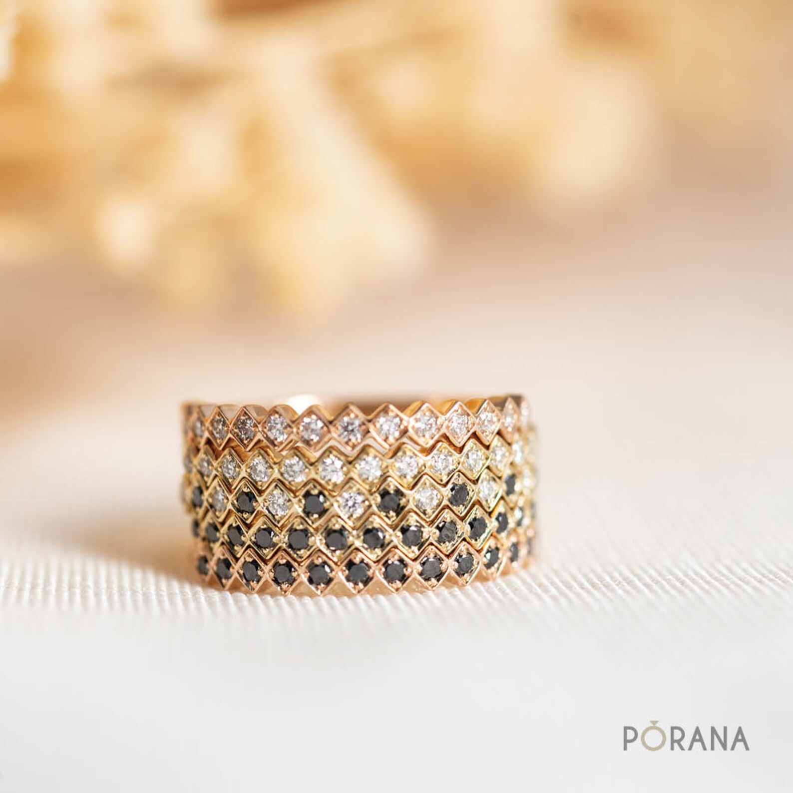 WEAVE Round Diamond Band ring in 14K/18K solid gold | Etsy