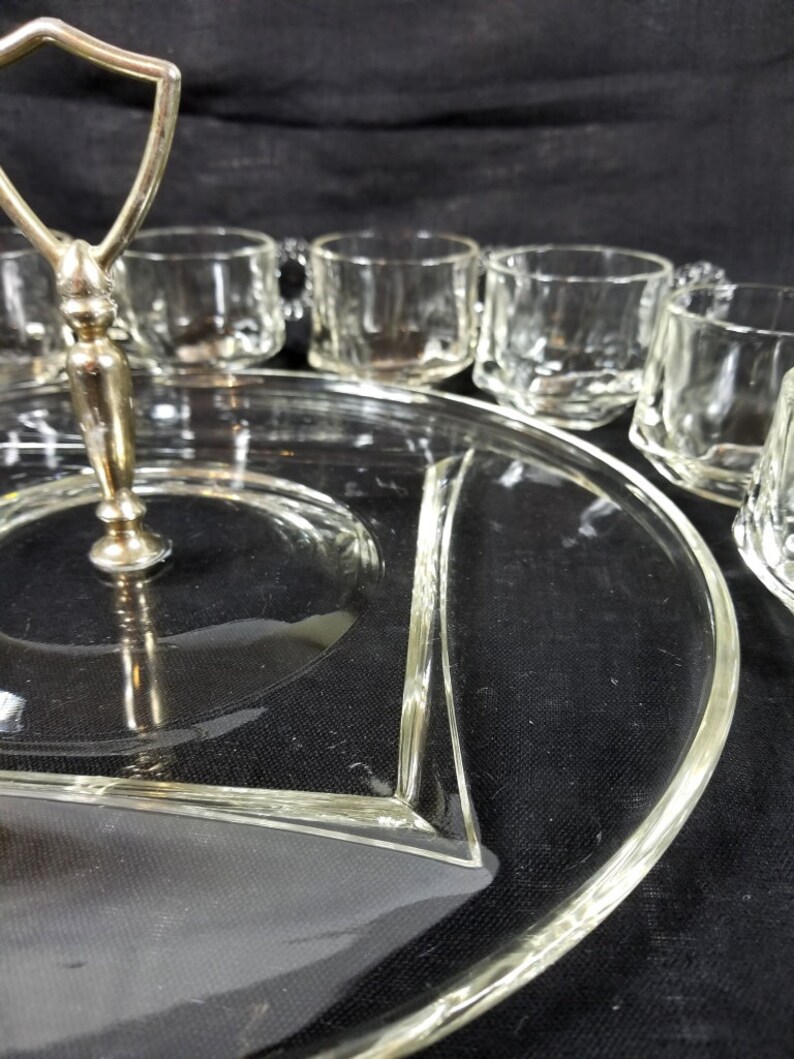 Hostess Service Glass Platter Center Handle Matching Punch | Etsy