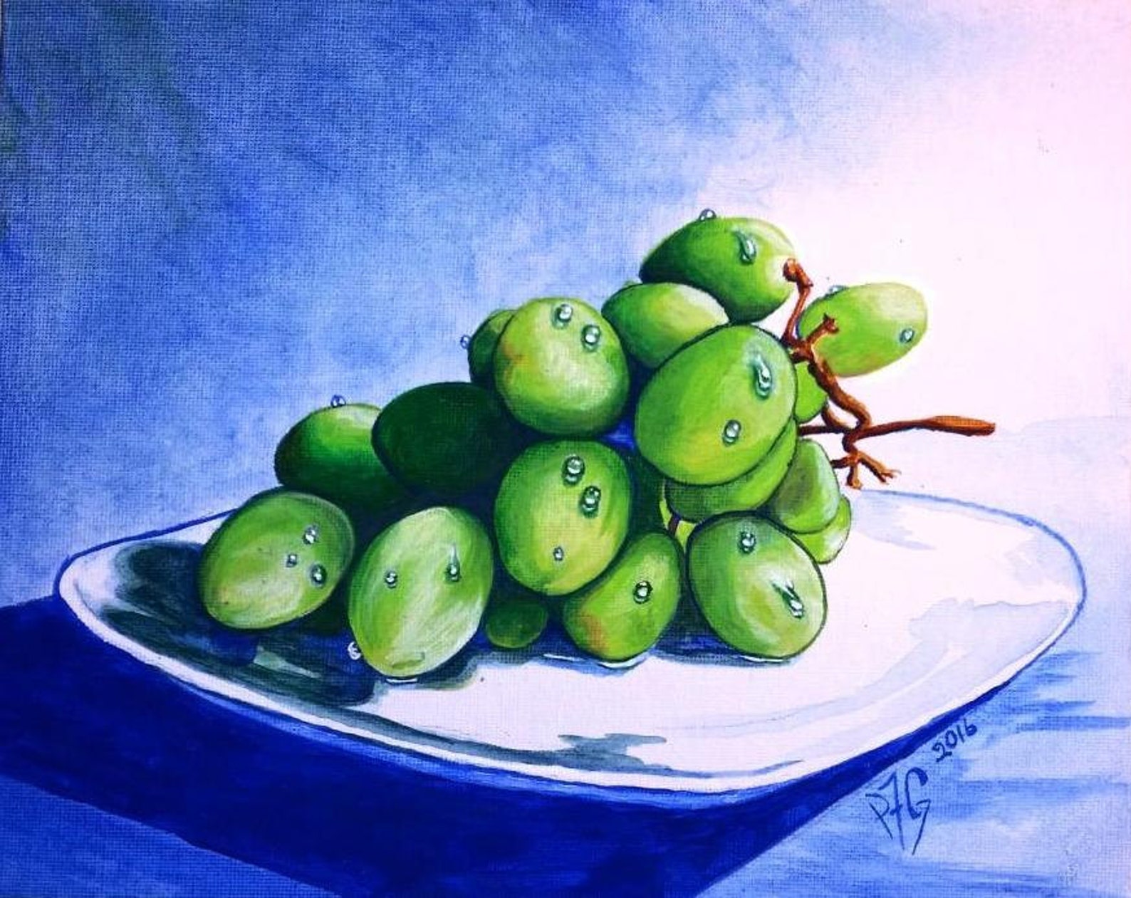 Green Grapes Painting Original Acrylic Still Life One of a - Etsy