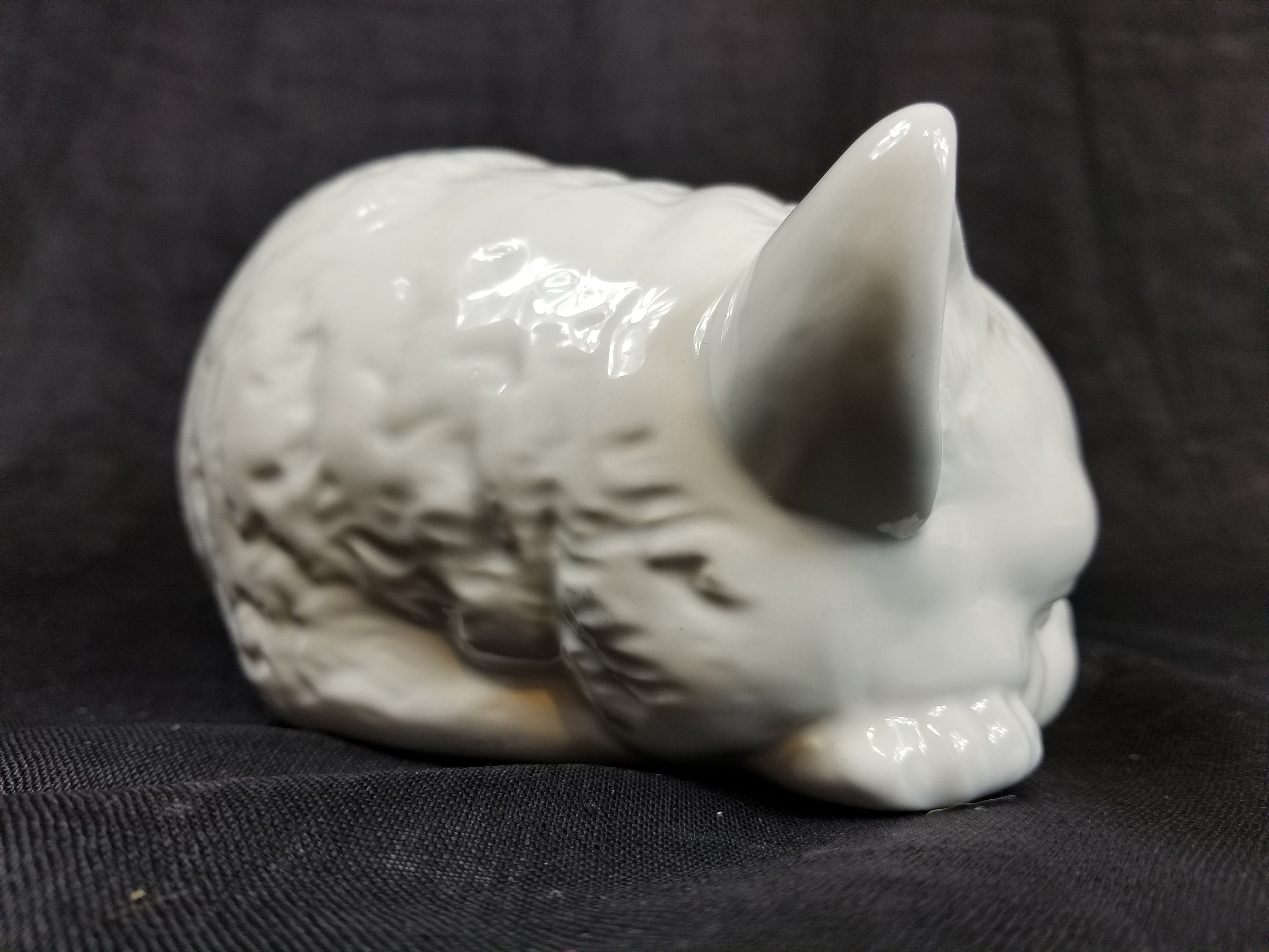 Ceramic Cat Napping Cat White Cat Domestic Cat Figurine | Etsy