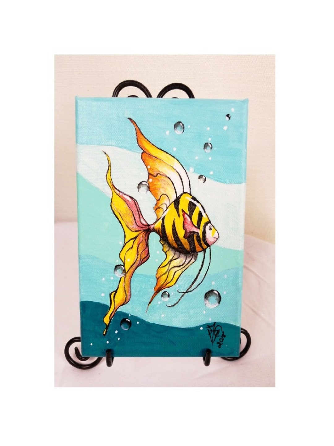Angel Fish Painting, Original Acrylic, One of a Kind Hand Painted ...