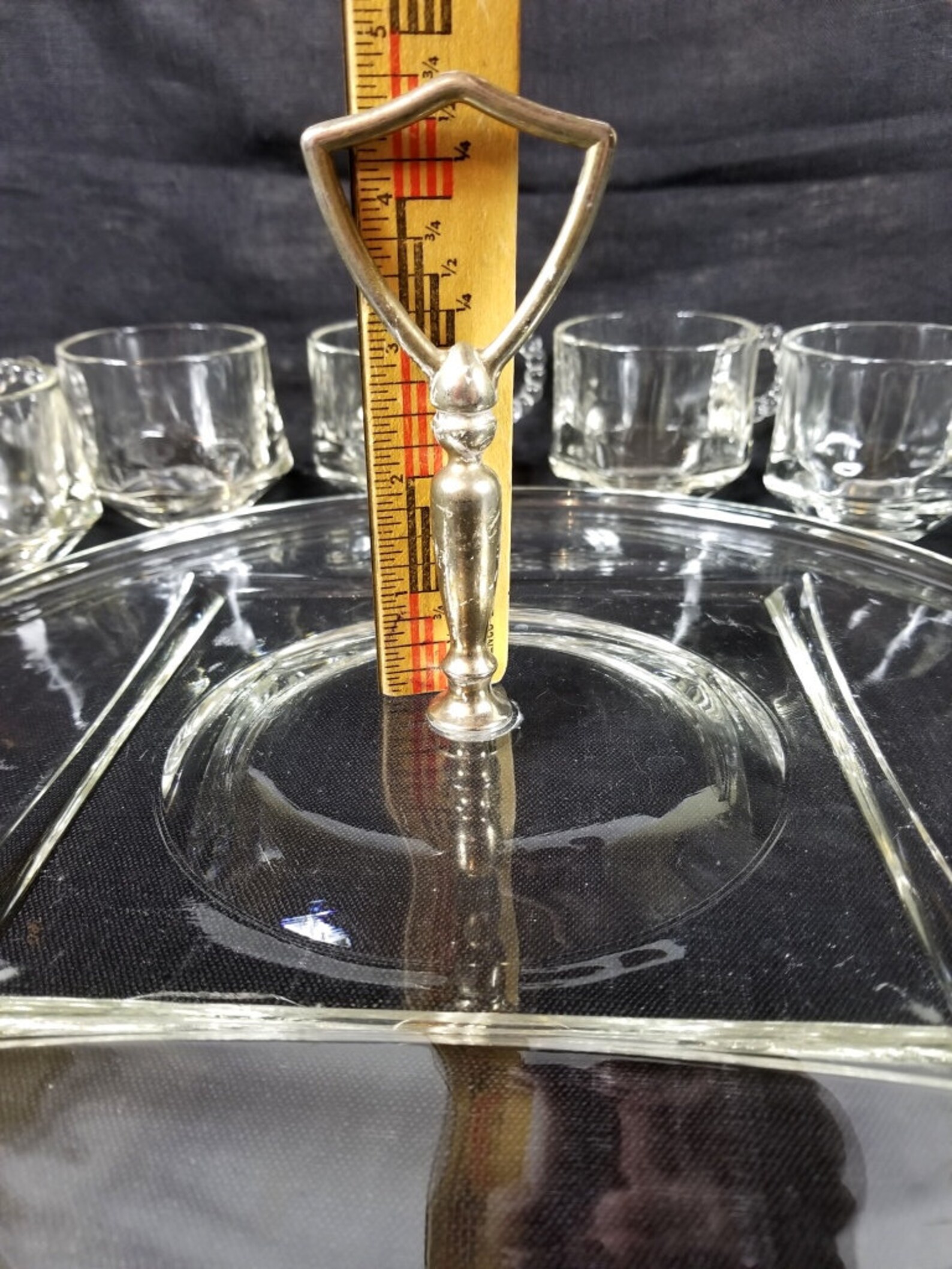 Hostess Service Glass Platter Center Handle Matching Punch | Etsy