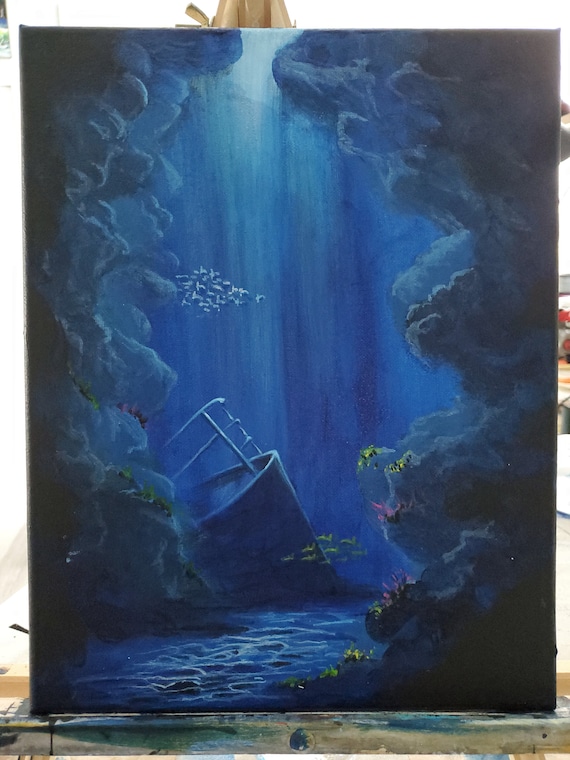 Underwater Acrylic Painting Sunset Ocean Painting Tutorial With