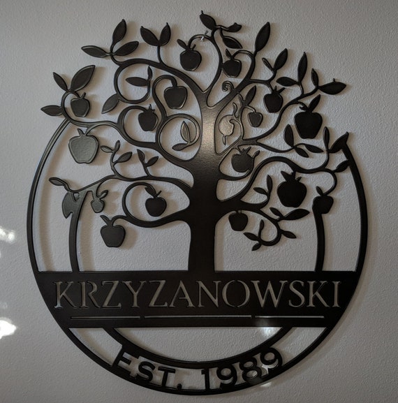Custom Cut Personalized Apple Tree All Metal Painted Sign. - Etsy
