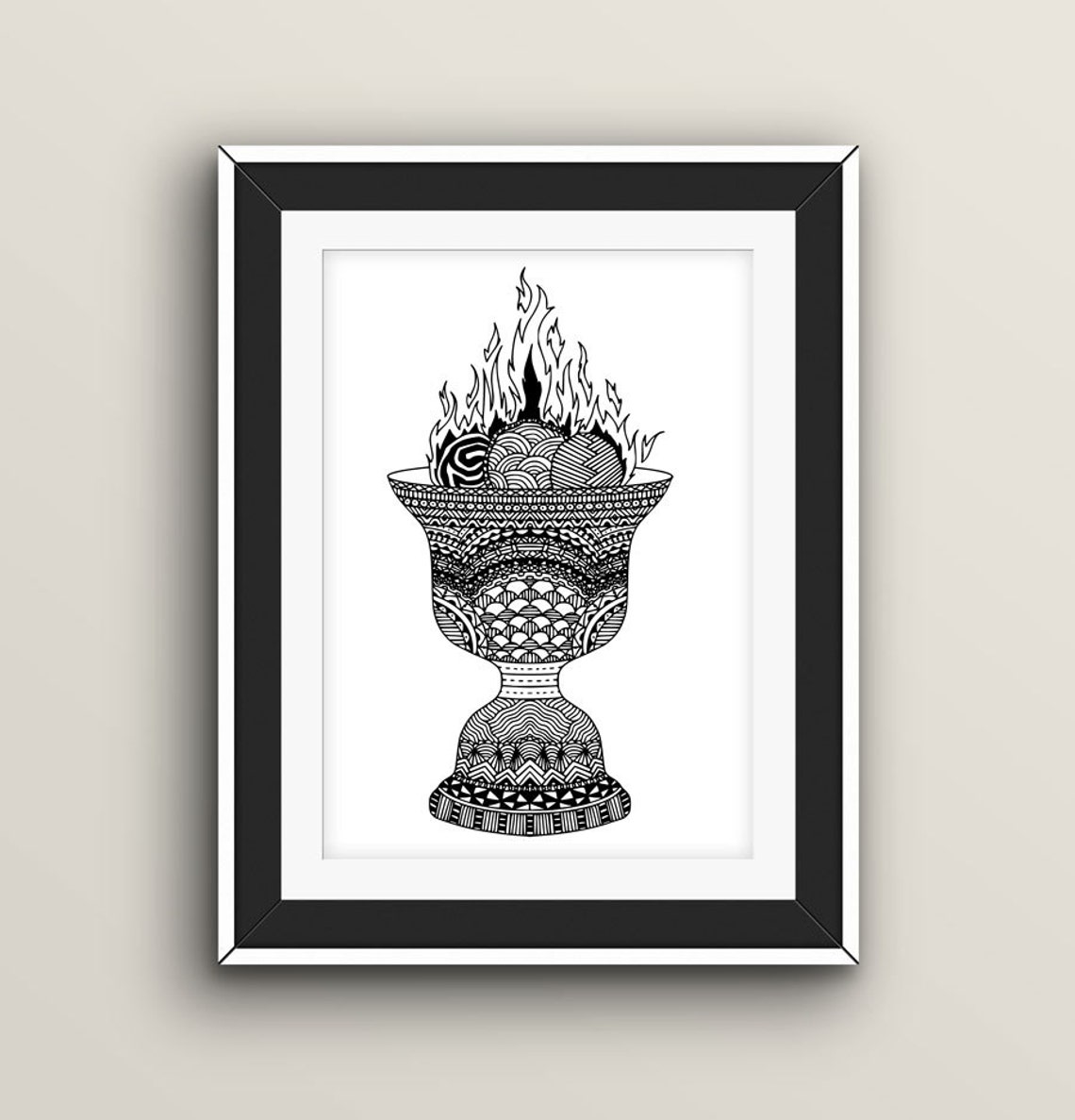 Instant Download Sacred Fire Printable Art, Zentangle Doodle, Coloring ...