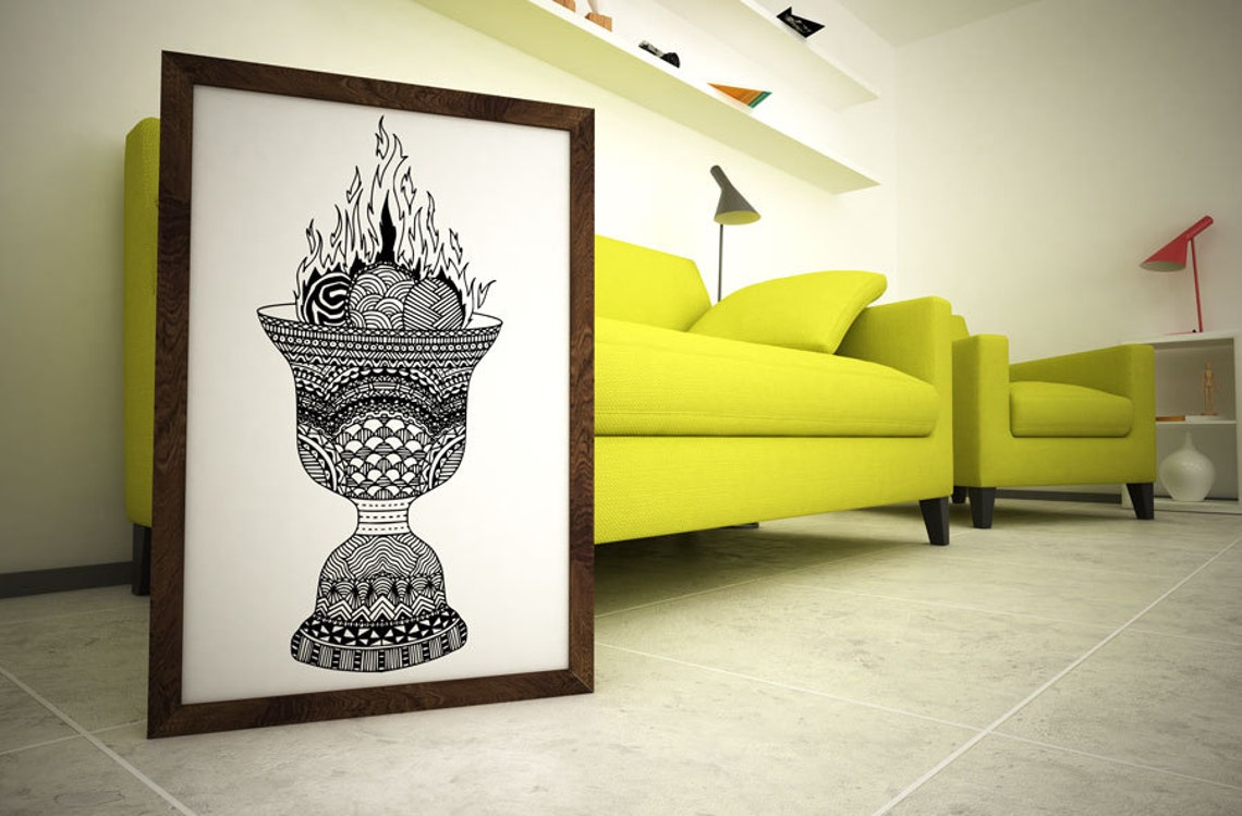 Instant Download Sacred Fire Printable Art, Zentangle Doodle, Coloring ...