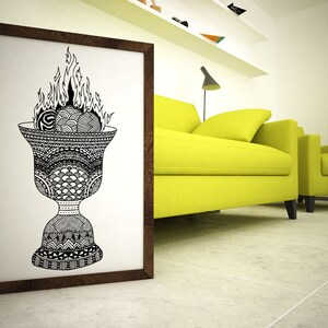 Instant Download Sacred Fire Printable Art, Zentangle Doodle, Coloring ...
