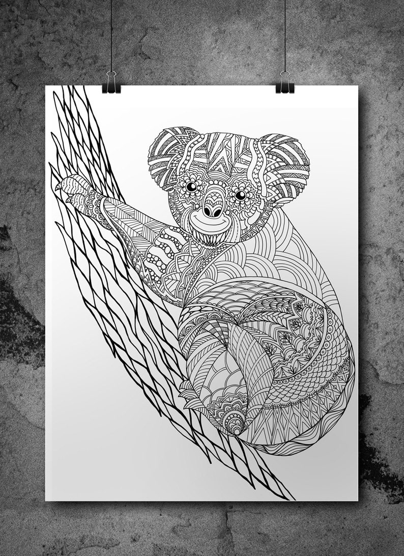 Koala Bear Printable Art, Zentangle Doodles, Mandalas and Patterns ...