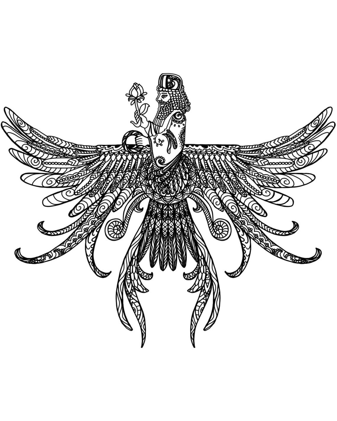 Instant Download Asho Farohar Printable Art, Zentangle Doodle, Coloring ...