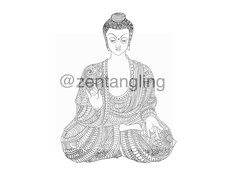 Buddha Zentangle in Karana Mudra Pose - Etsy