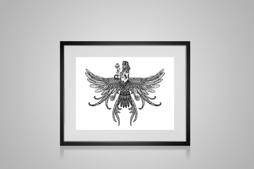 Instant Download Asho Farohar Printable Art, Zentangle Doodle, Coloring ...