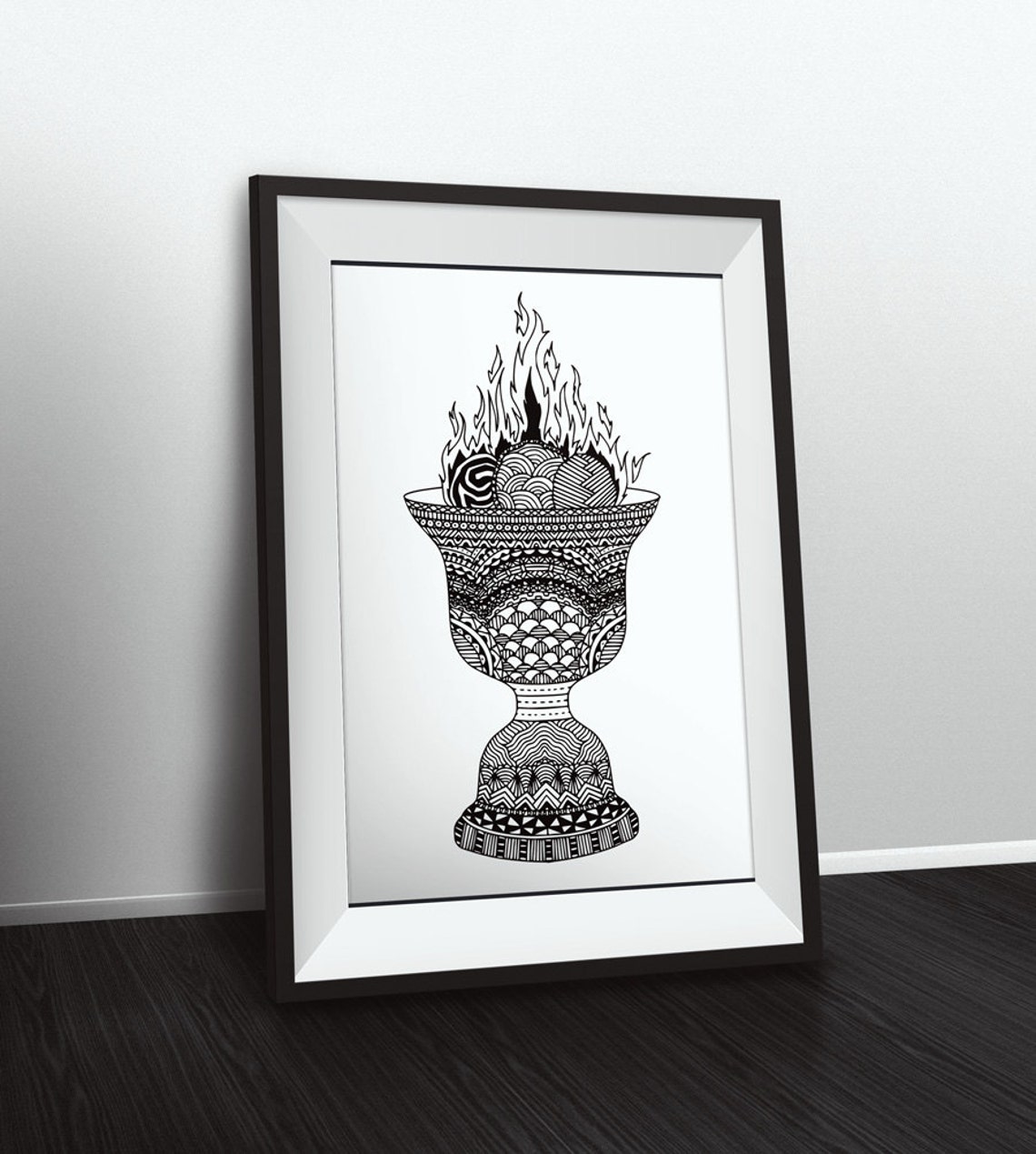 Instant Download Sacred Fire Printable Art, Zentangle Doodle, Coloring ...