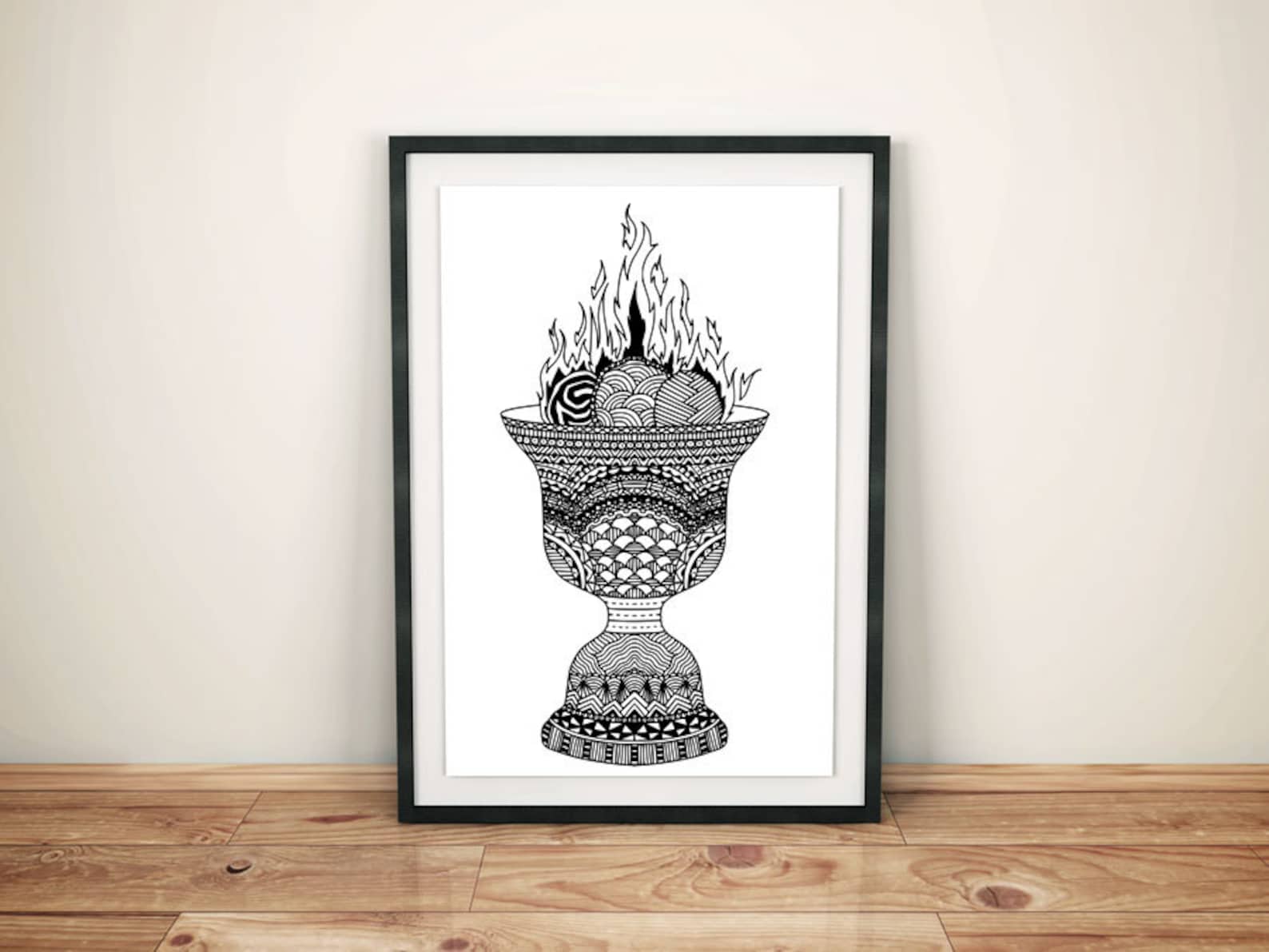 Instant Download Sacred Fire Printable Art, Zentangle Doodle, Coloring ...