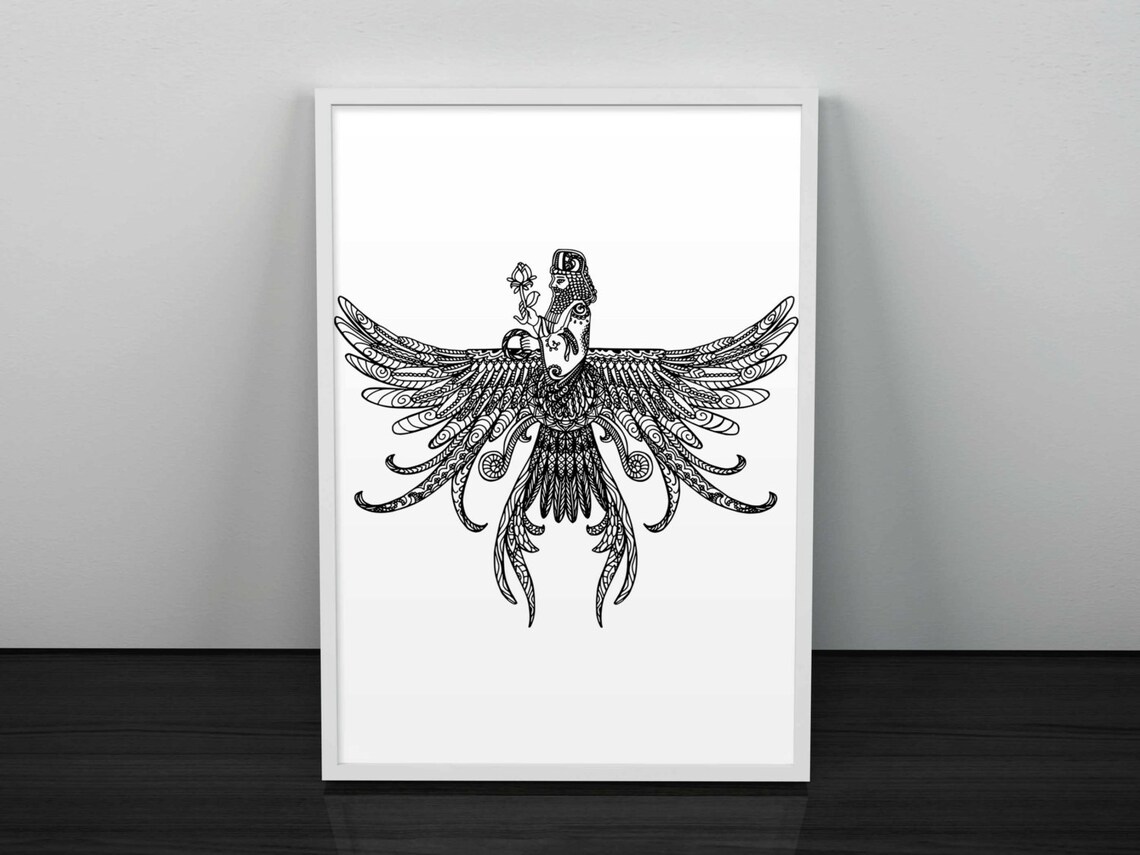 Instant Download Asho Farohar Printable Art, Zentangle Doodle, Coloring ...