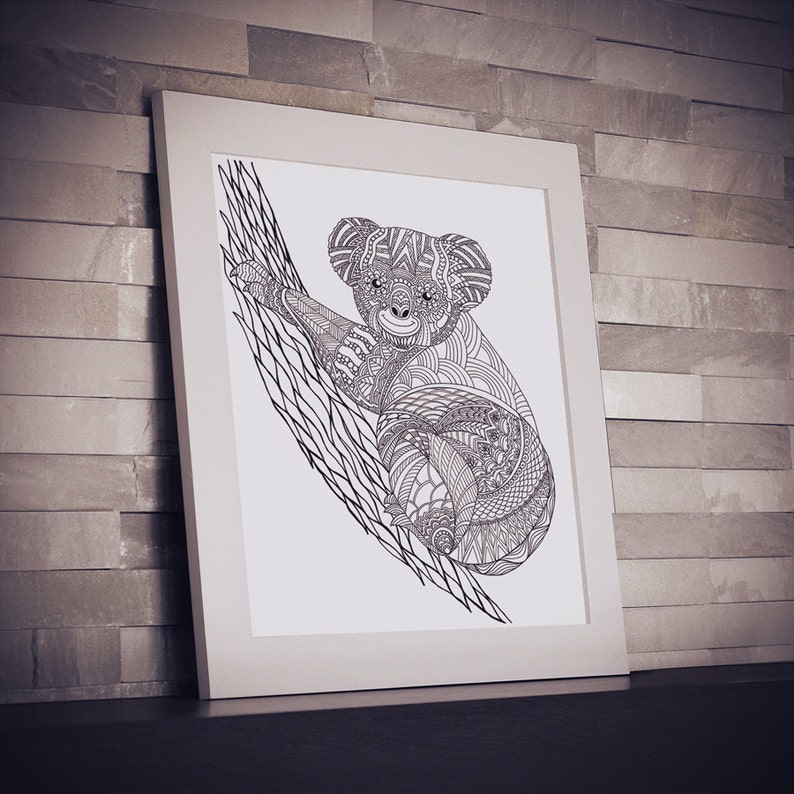Koala Bear Printable Art, Zentangle Doodles, Mandalas and Patterns ...