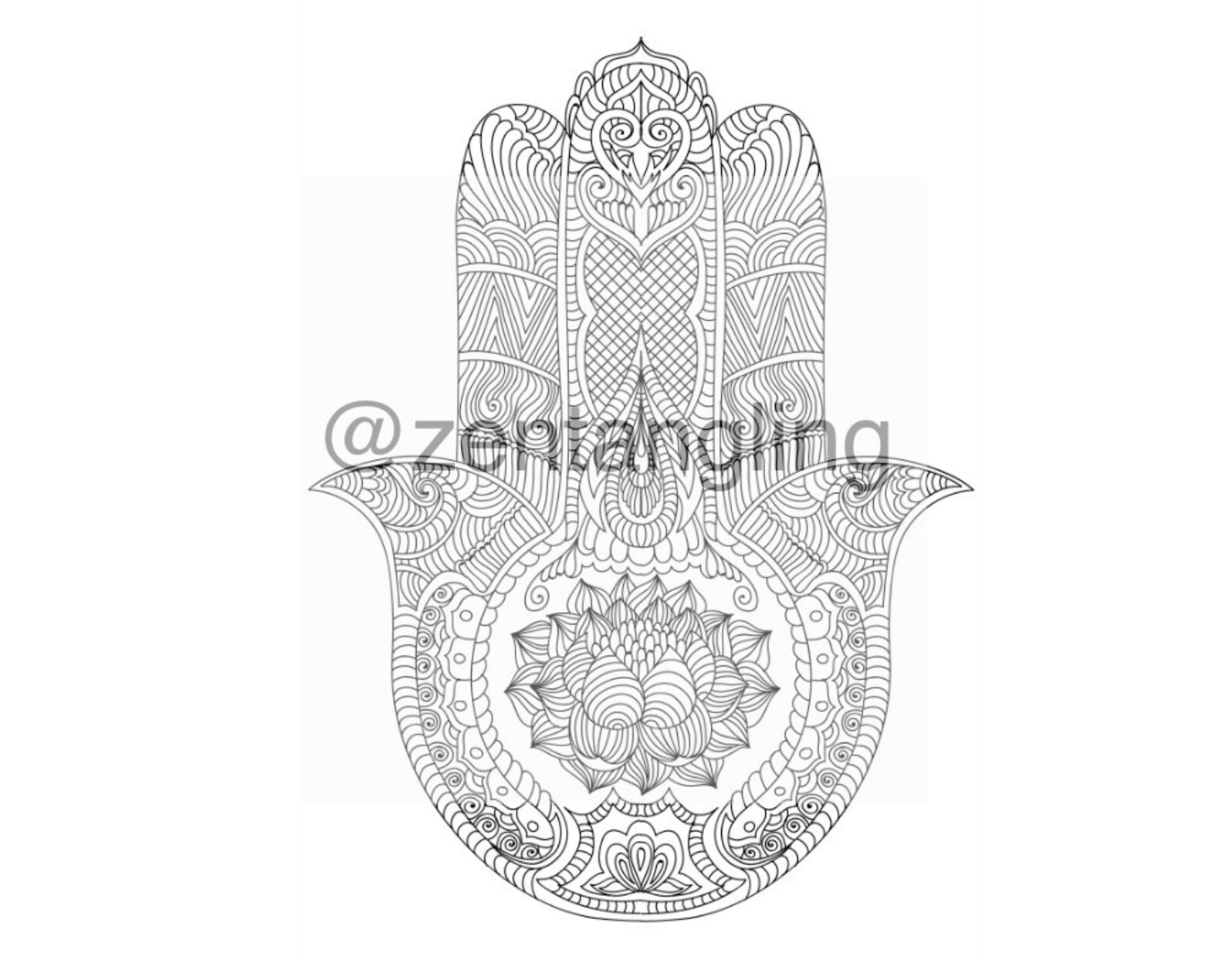 Buddhist Hand / Hamsa Lotus Zentangle - Etsy