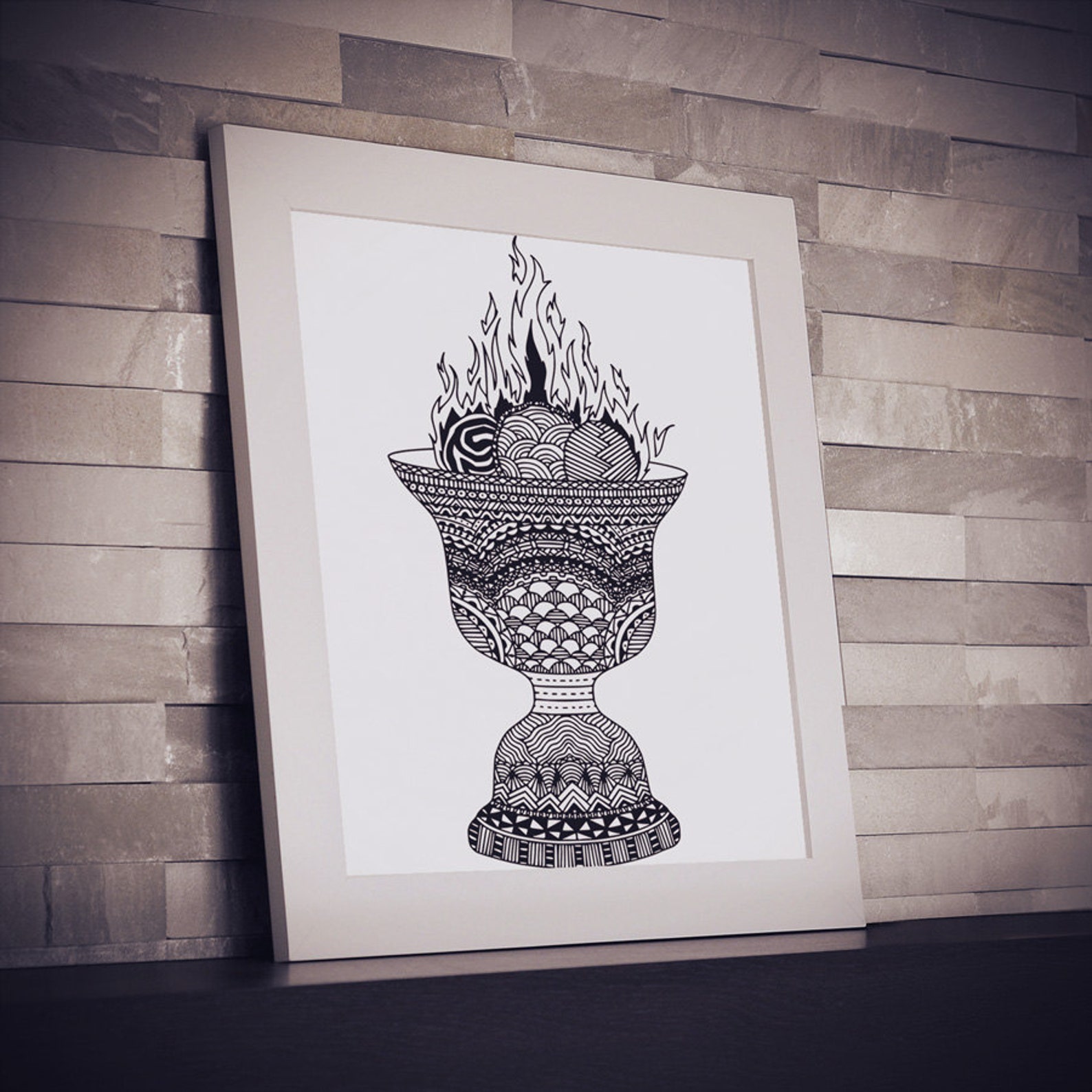 Instant Download Sacred Fire Printable Art, Zentangle Doodle, Coloring ...