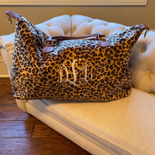 Monogrammed Leopard Weekender Monogrammed Overnight Bag - Etsy