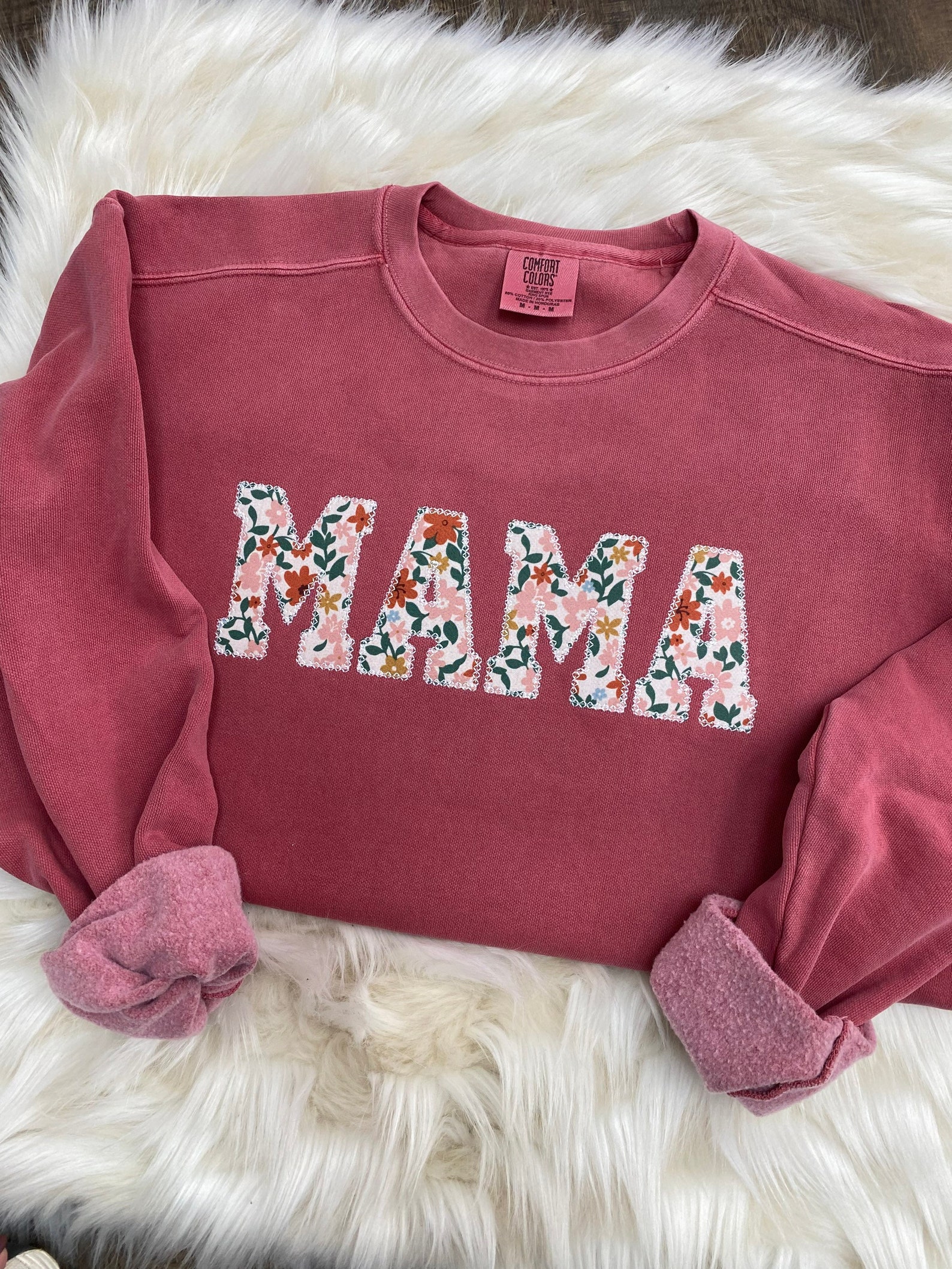 Comfort Colors Mama Embroidered Fall Floral Applique Sweatshirt ...