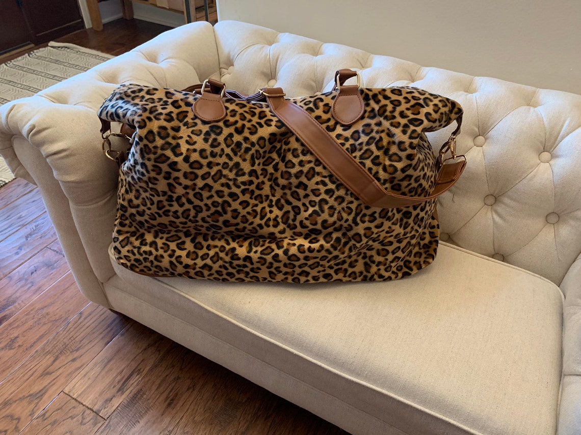 Monogrammed Leopard Weekender Monogrammed Overnight Bag - Etsy