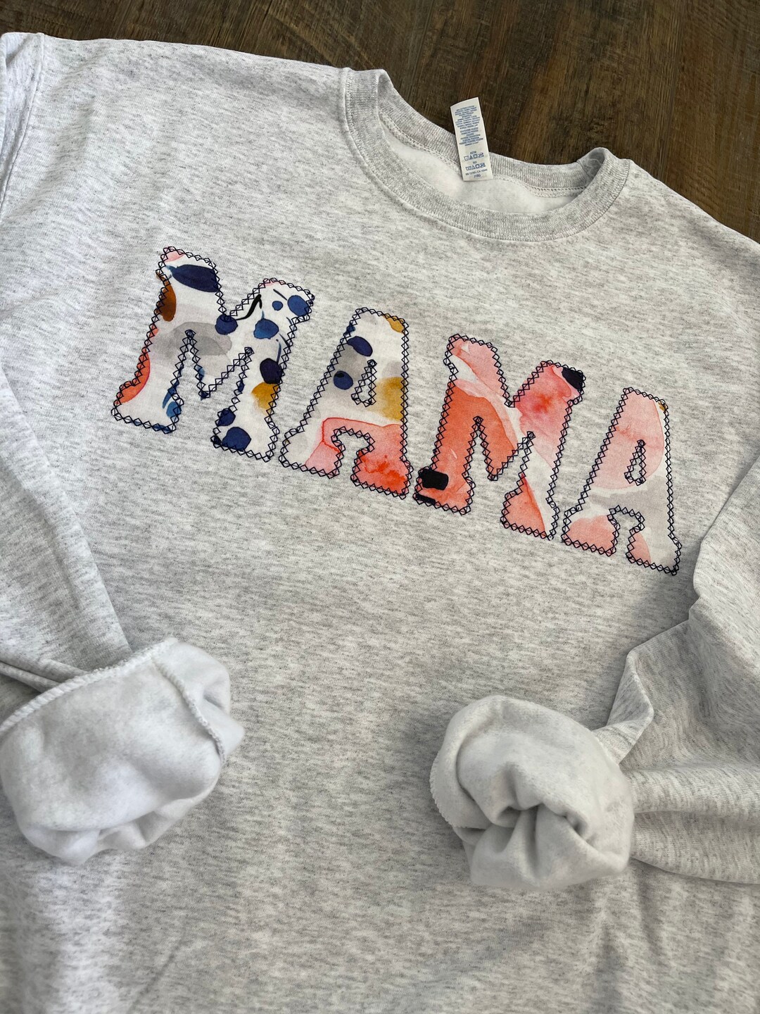 Mama Embroidered Floral Applique Sweatshirt | Simple Mama Pullover ...