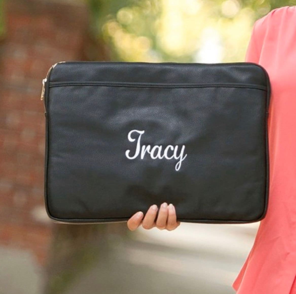 Monogrammed Leather Laptop Sleeve Monogrammed Laptop Bag | Etsy