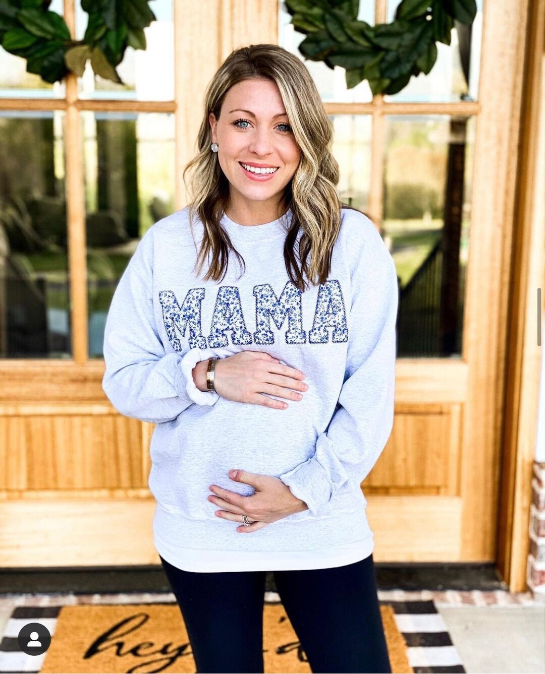 Mama Embroidered Blue Floral Applique Sweatshirt | Simple Mama Pullover ...
