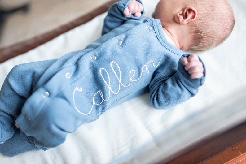 Monogrammed Lovedbaby Organic Footie | Personalized Baby Coming Home ...