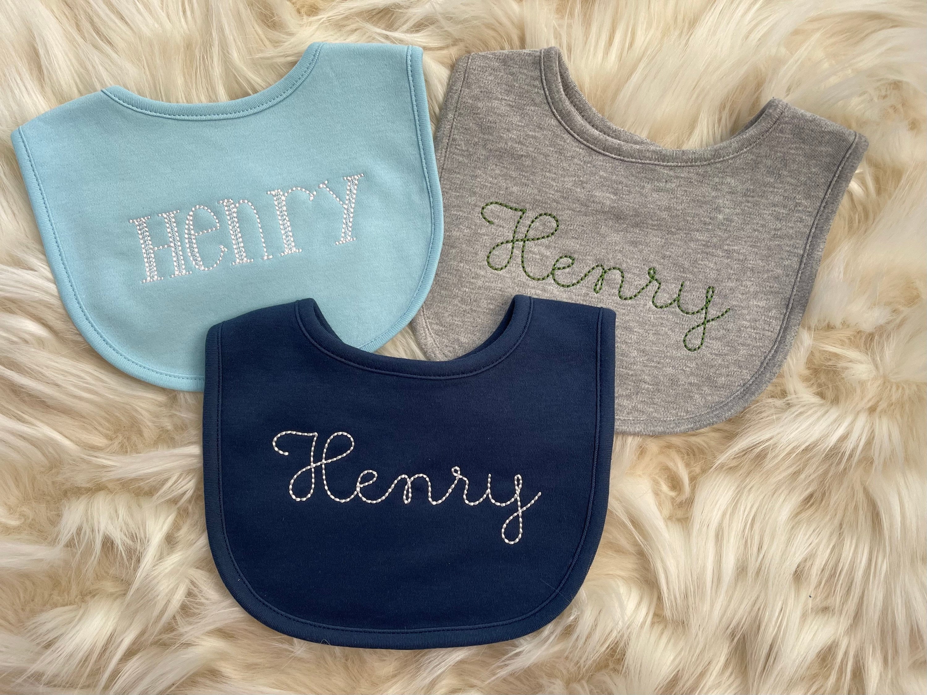 Baby Boy Monogrammed Full Name Bib | Monogrammed Name Bib | Monogrammed ...