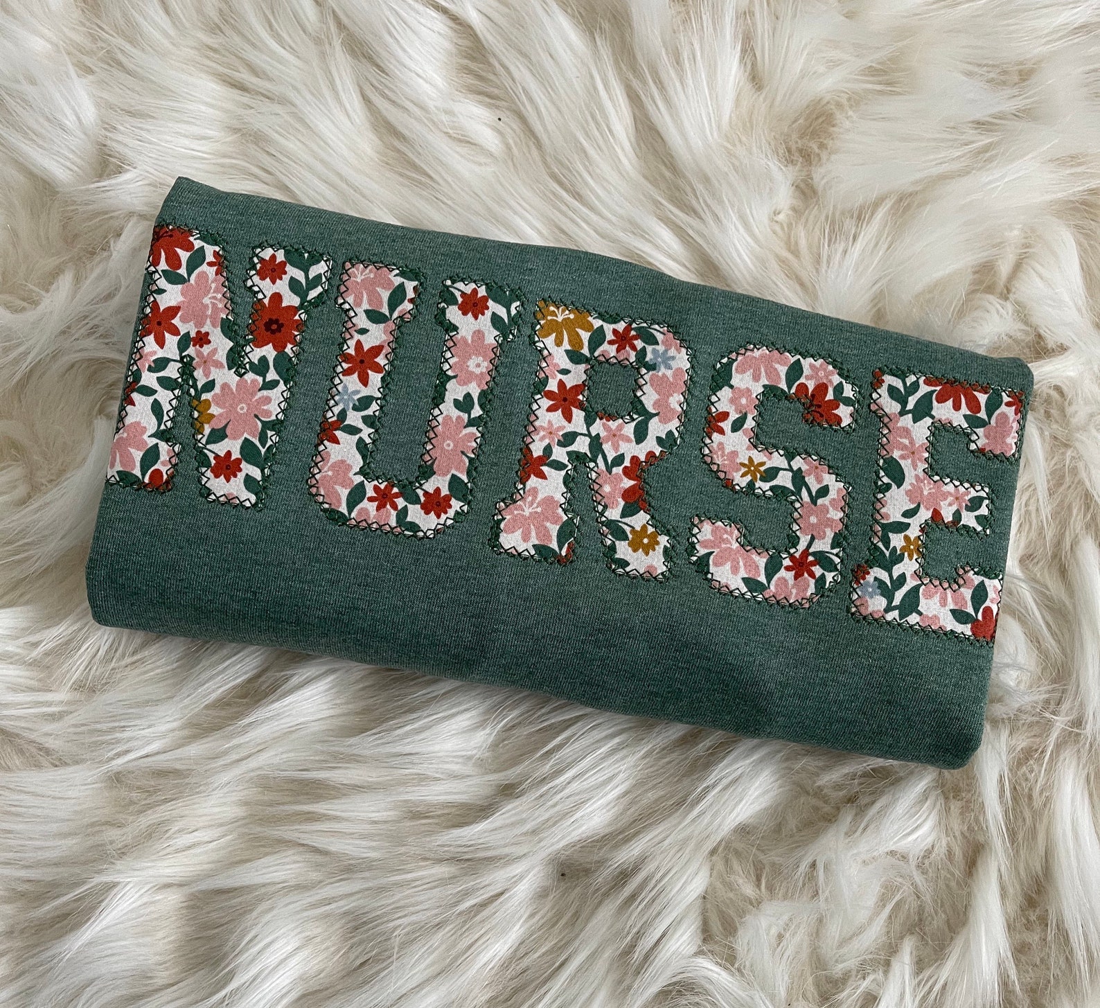 Nurse Embroidered Fall Floral Applique Sweatshirt | Simple Doctor ...