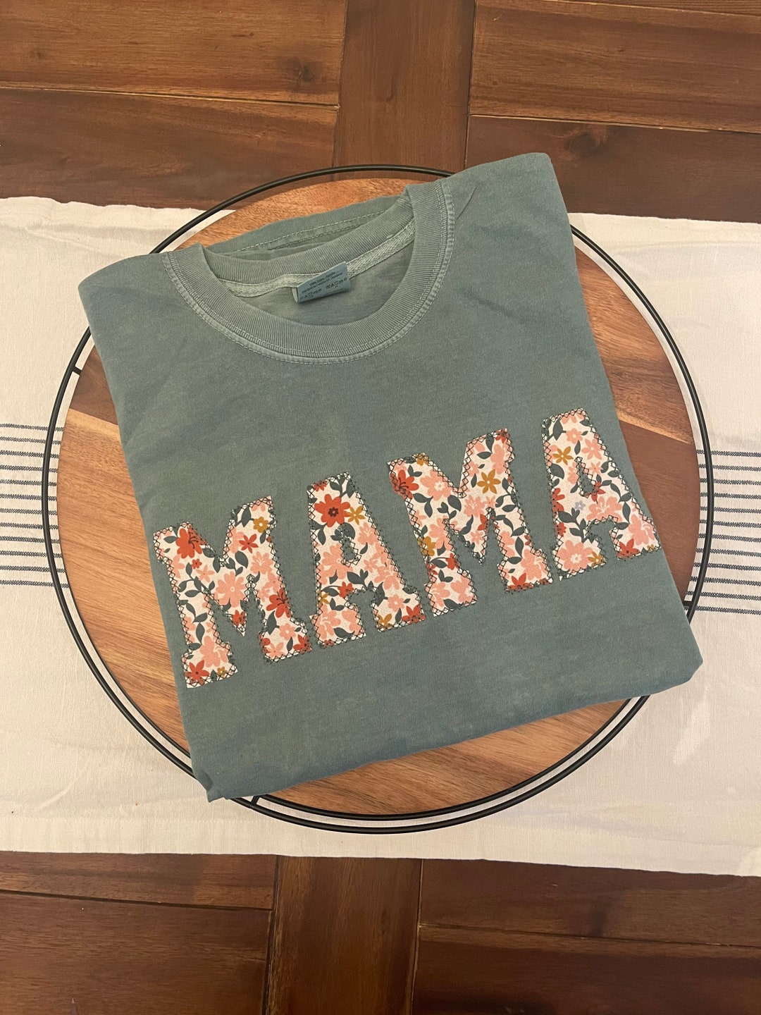 Comfort Colors Mama Embroidered Fall Floral Applique Short Sleeve Shirt ...