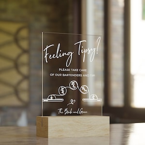Feeling Tipsy, Bartender Tip Sign, Tipping Jar, Wedding Open Bar ...