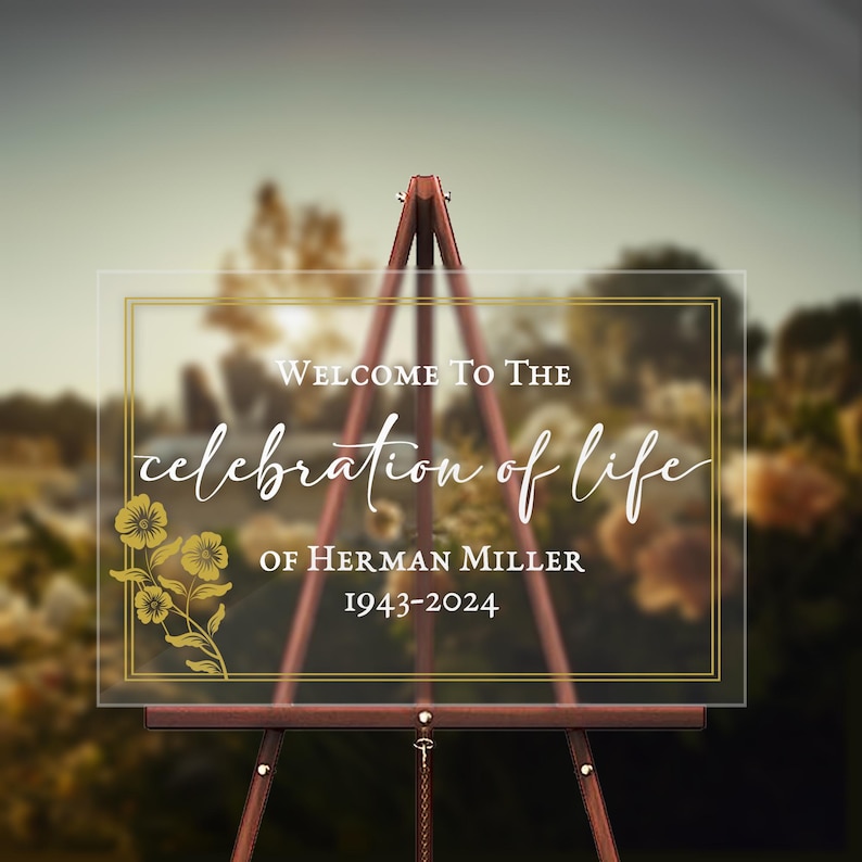 Celebrating of Life Signs, Memorial Sign Celebration Ceremony Welcome ...