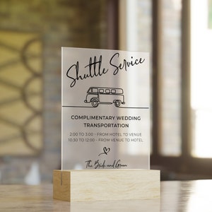 Shuttle Service Sign, Wedding Transportation Acrylic - Etsy
