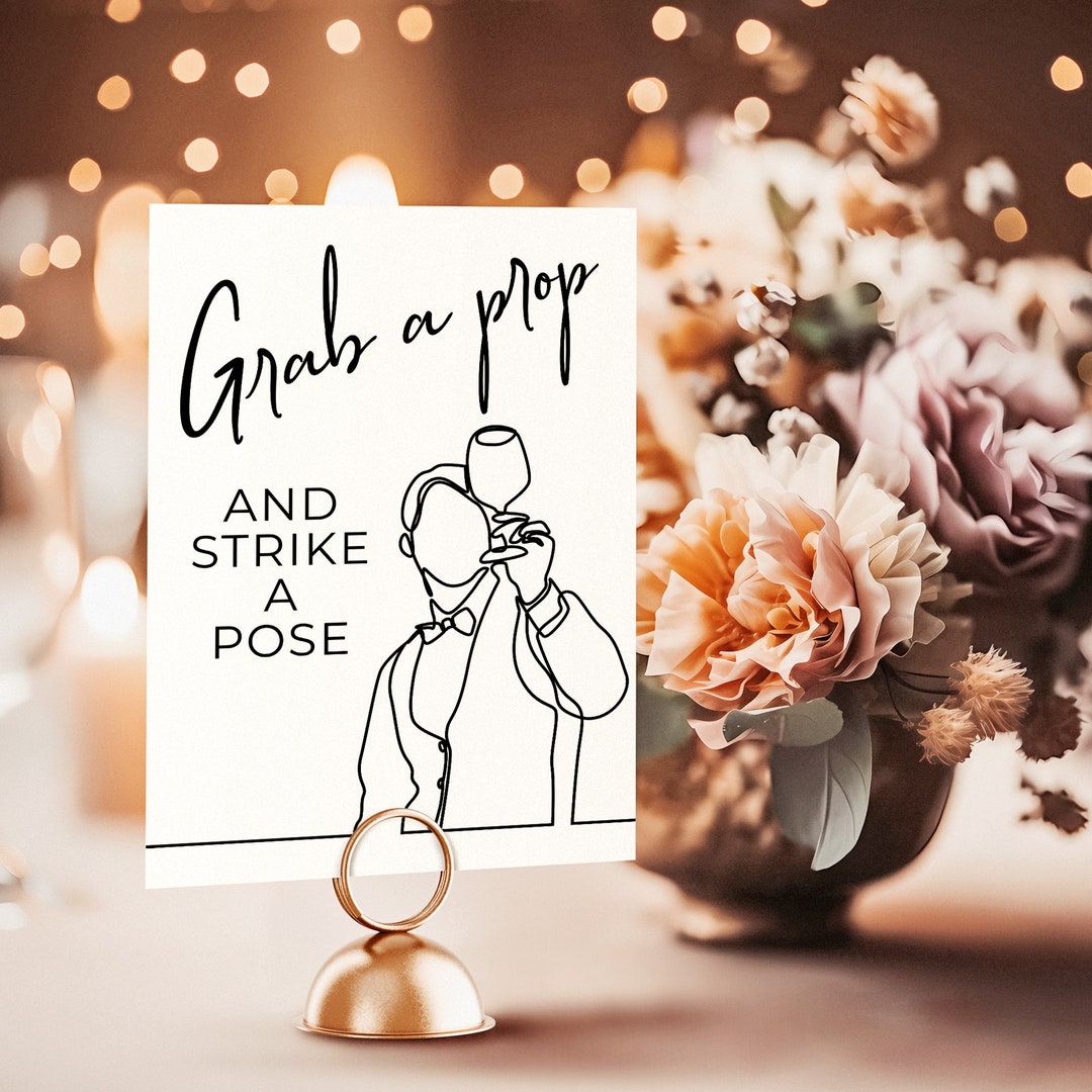 Photo Booth Sign, Strike A Pose, Photo Sign, Prop Sign, Wedding Photo ...