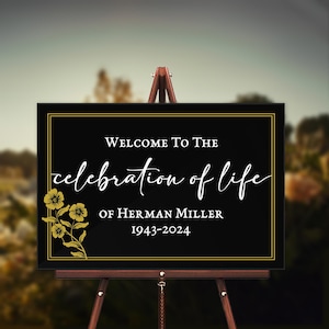 Celebrating of Life Signs, Memorial Sign Celebration Ceremony Welcome ...